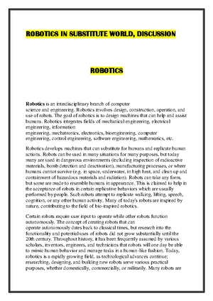 Telerobotics IN TELEOPERATION - TELEROBOTICS Teleoperation ...