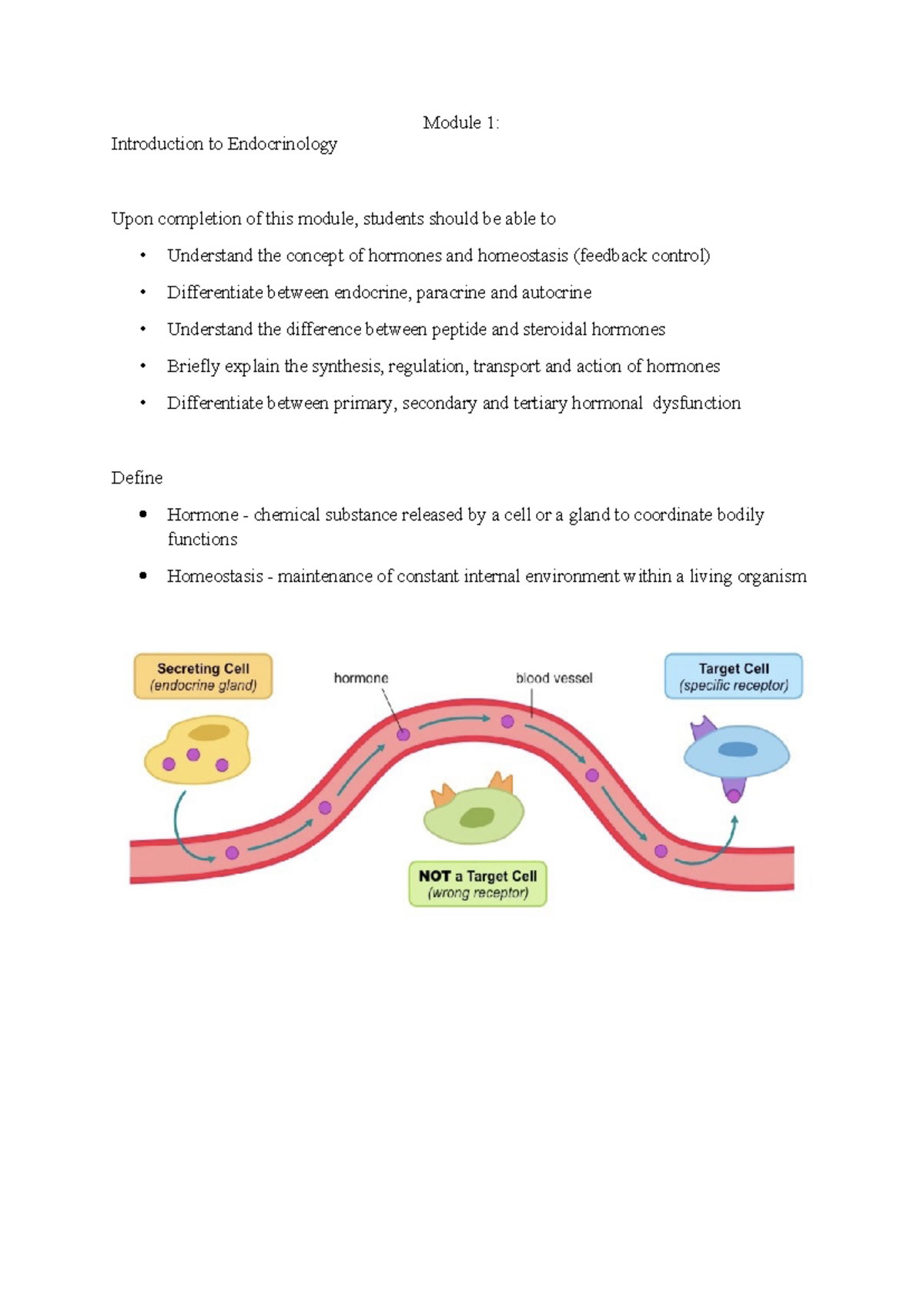 Module 1 - Module 1: Introduction to Endocrinology Upon completion of ...