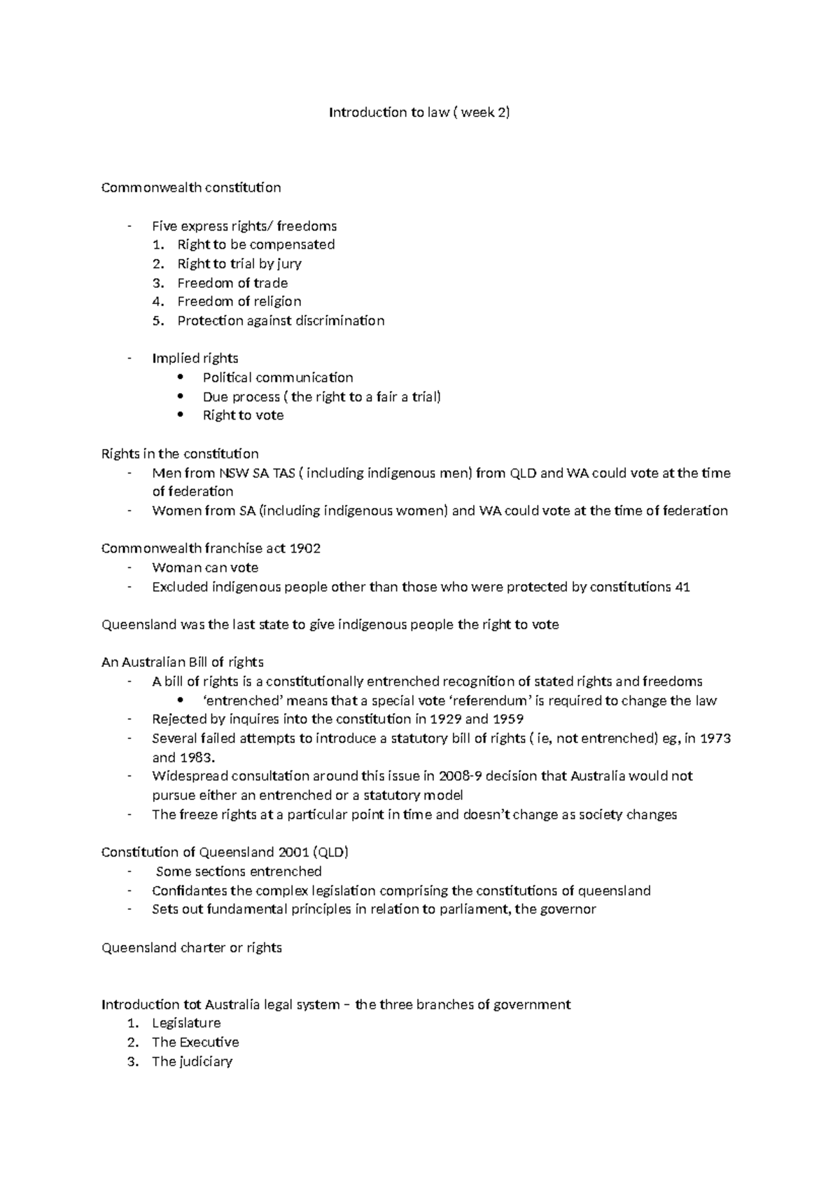 Intro to law week 2 - Introduction to law ( week 2) Commonwealth ...