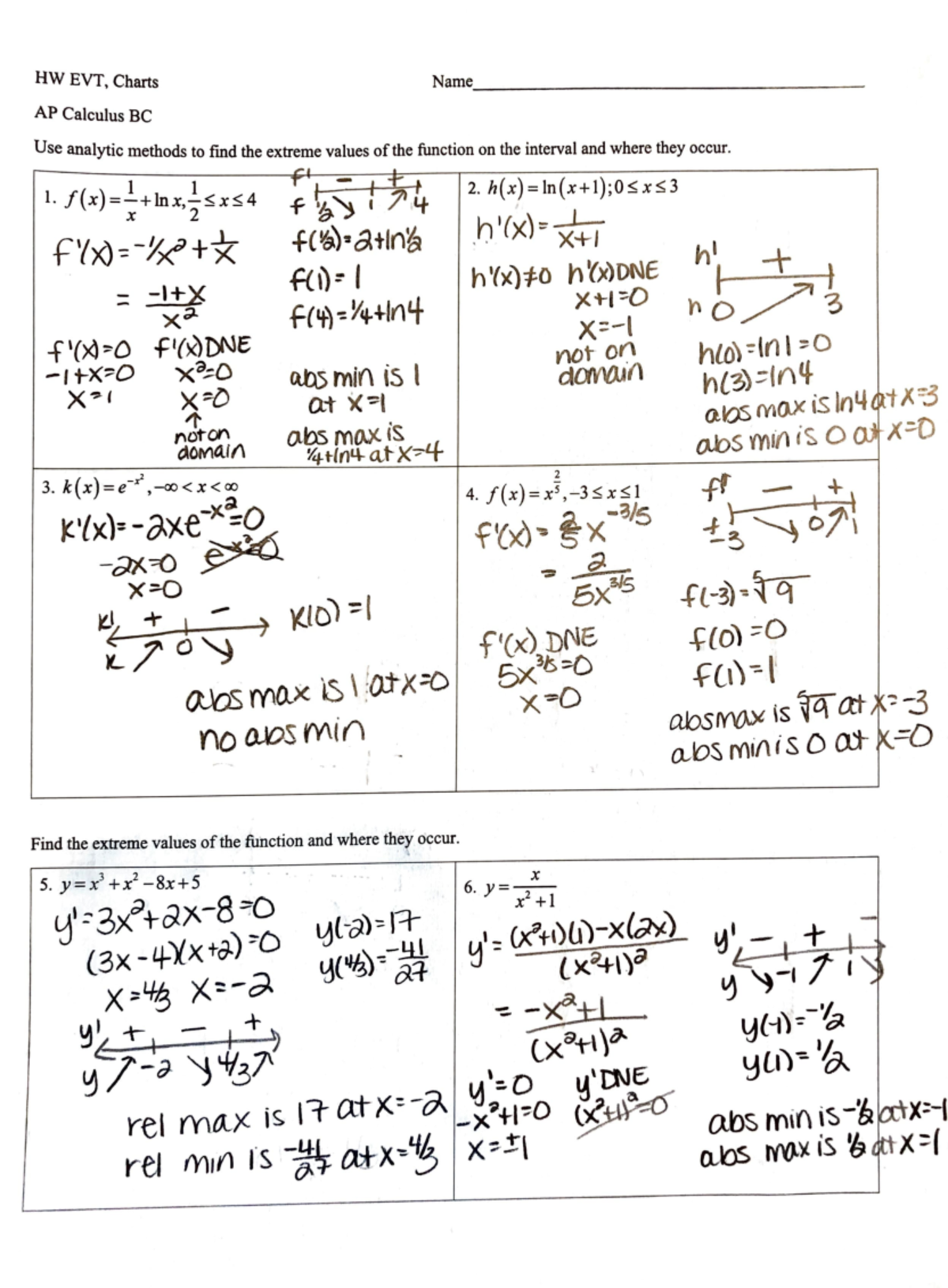 HW+EVT+and+tables+answers - HW EVT , Charts AP Calculus BC Name- Use ...