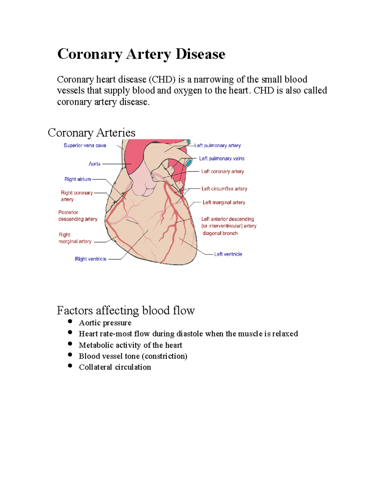 CAD guided notes that go into further detail - Coronary Artery Disease ...
