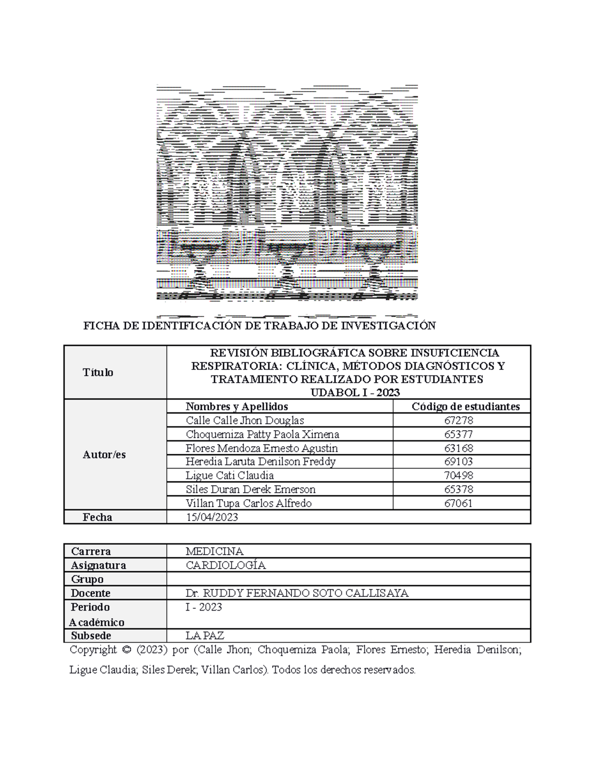 Cardio - FICHA DE IDENTIFICACIÓN DE TRABAJO DE INVESTIGACIÓN Título ...