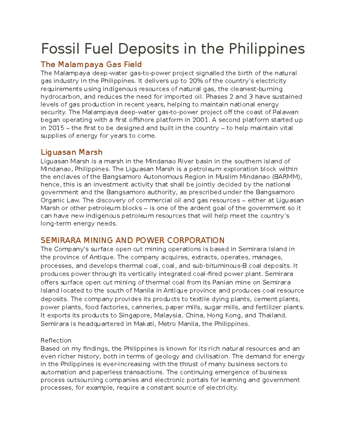 Earthsci fossil fuels - Fossil Fuel Deposits in the Philippines The ...