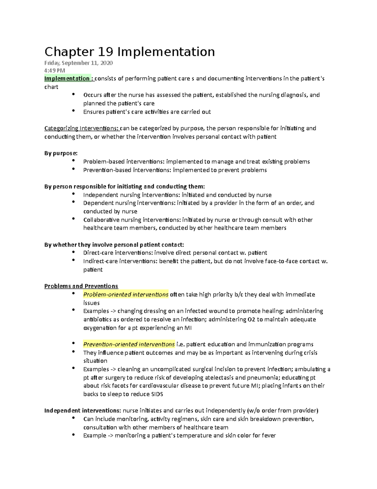 Chapter 19 Implementation - Chapter 19 Implementation Friday, September ...