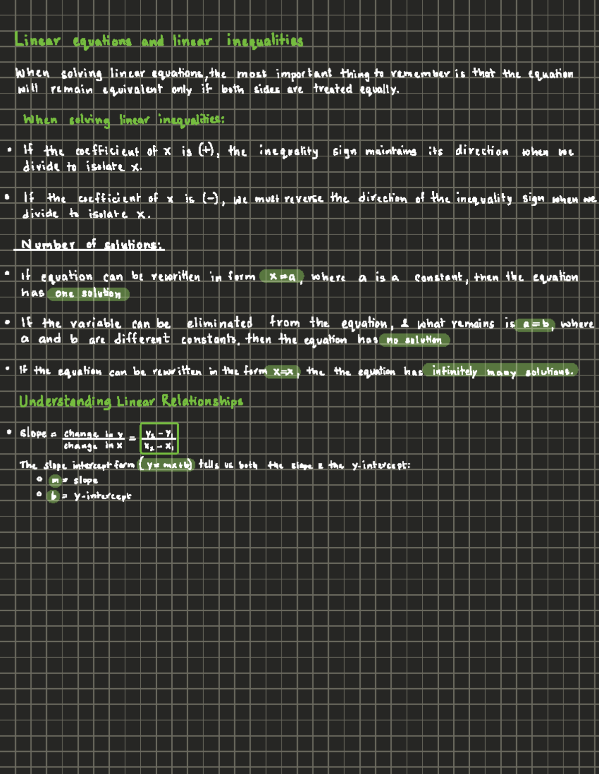 SAT notes on first couple chapters - Linear equations and linear ...