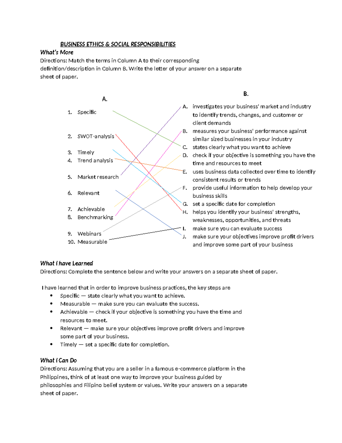 Q3-WEEK 7 Answer - ...... - BUSINESS ETHICS & SOCIAL RESPONSIBILITIES ...
