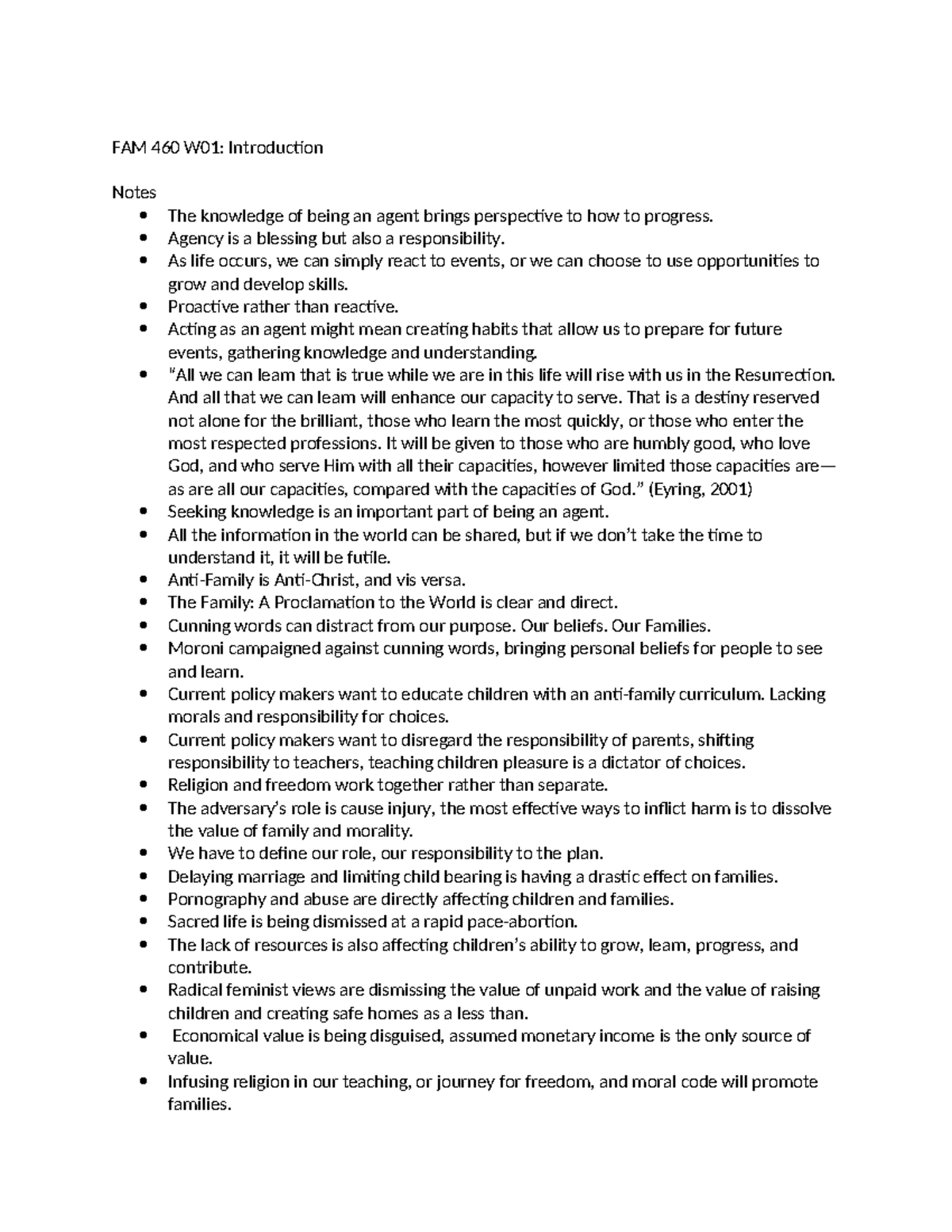 W01 Journal - FAM 460 W01: Introduction Notes The knowledge of being an ...