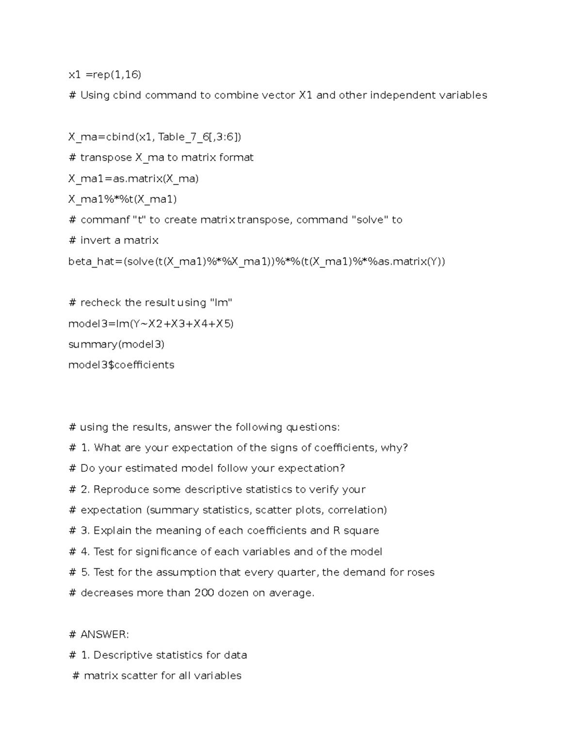 R Script R Script X1 Rep116 Using Cbind Command To Combine Vector X1 And Other