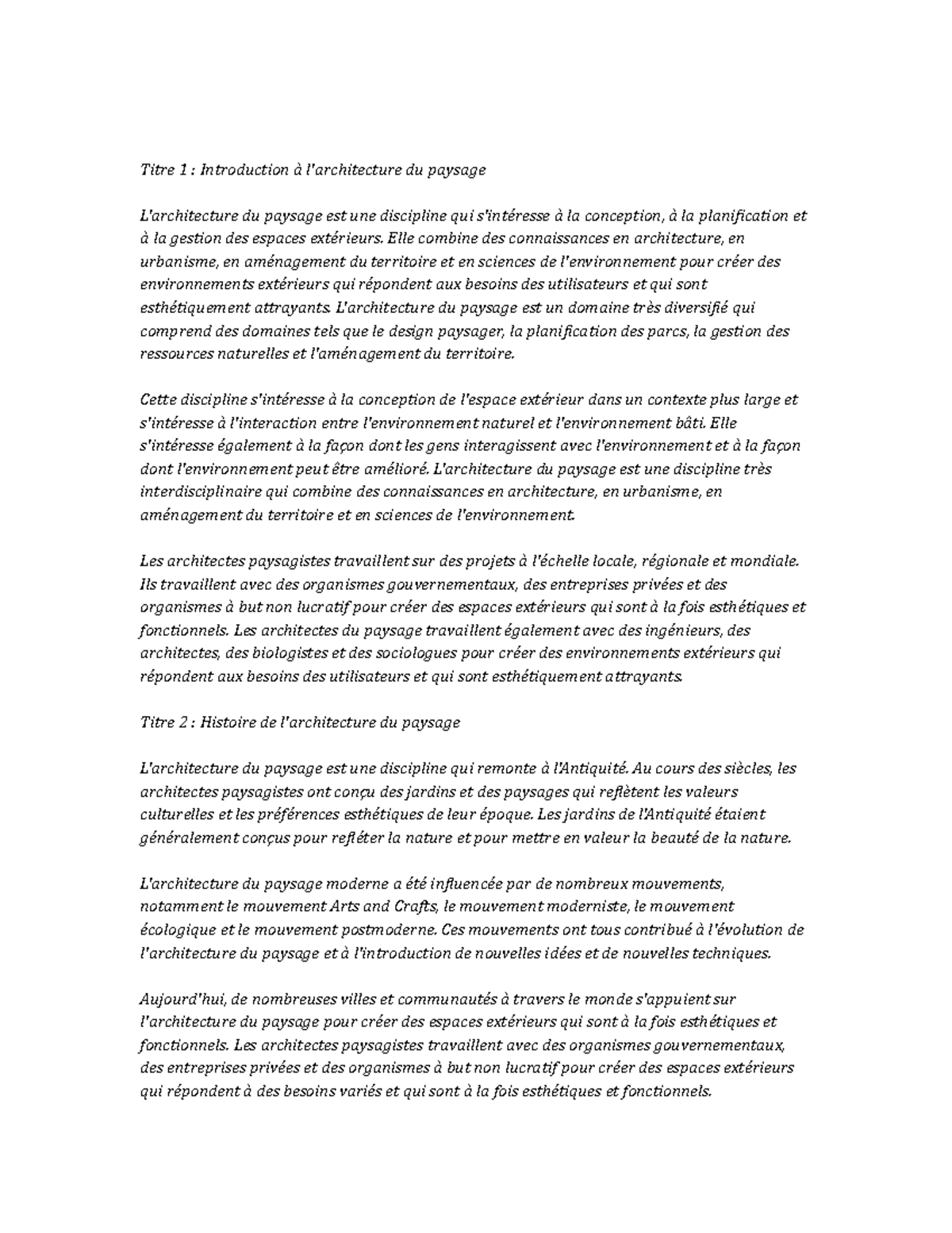 Landscape Architecture Study Notes - Titre 1 : Introduction à l ...