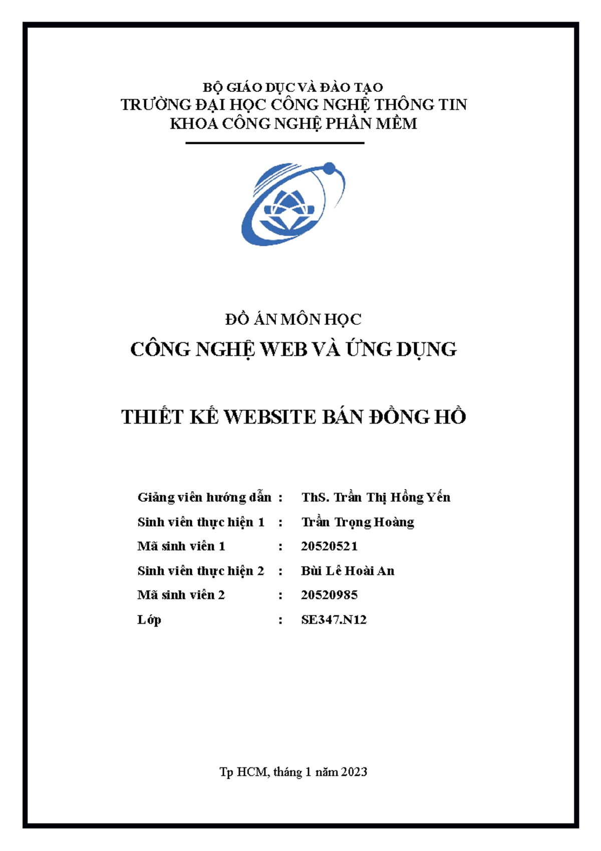 Bao cao do an mau CNWeb va UD C - BỘ GIÁO DỤC VÀ ĐÀO TẠO TRƯỜNG ĐẠI HỌC CÔNG NGHỆ THÔNG TIN KHOA ...
