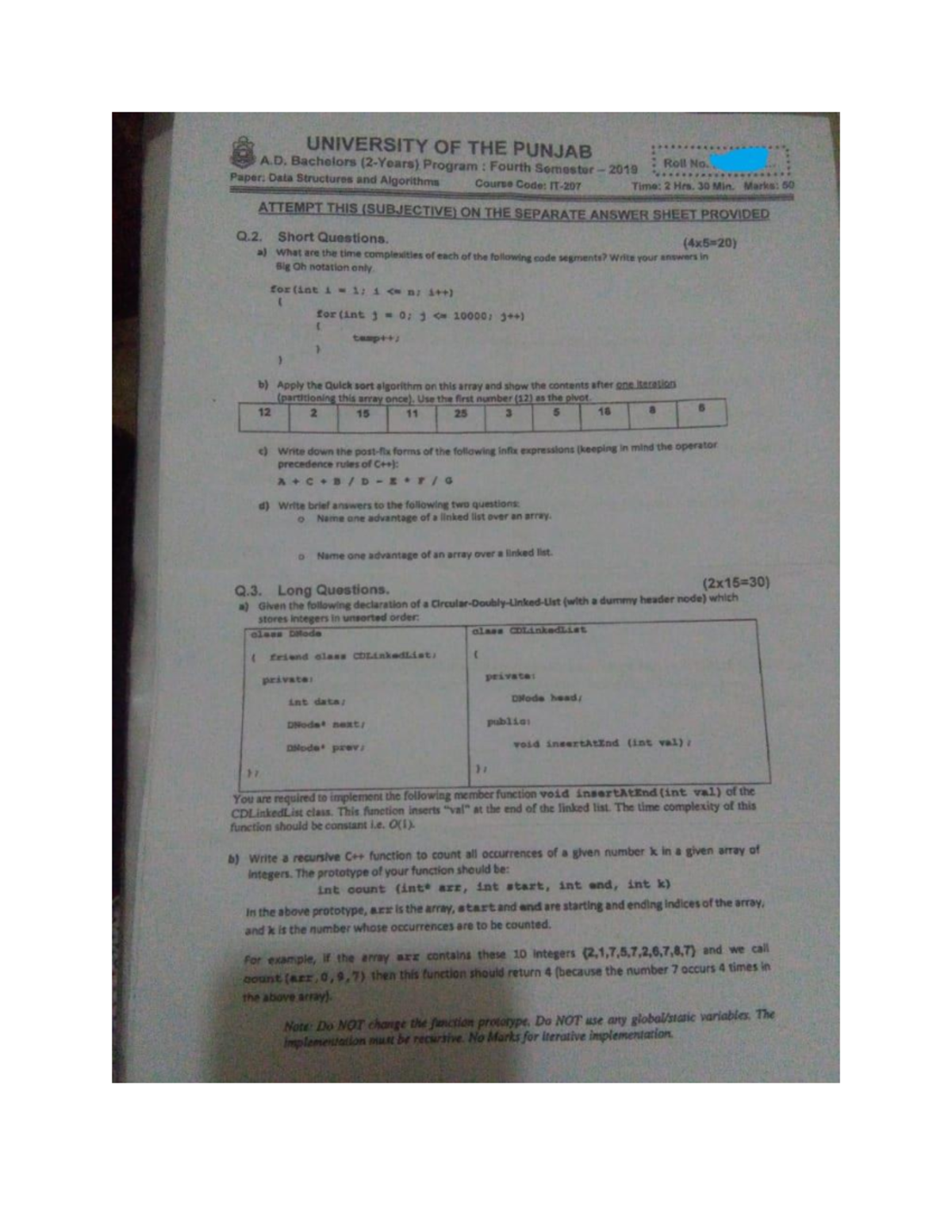 4rth sym Data Structure and Algorithm 2019 - UNIVERSITY OF THE PUNJAB A ...