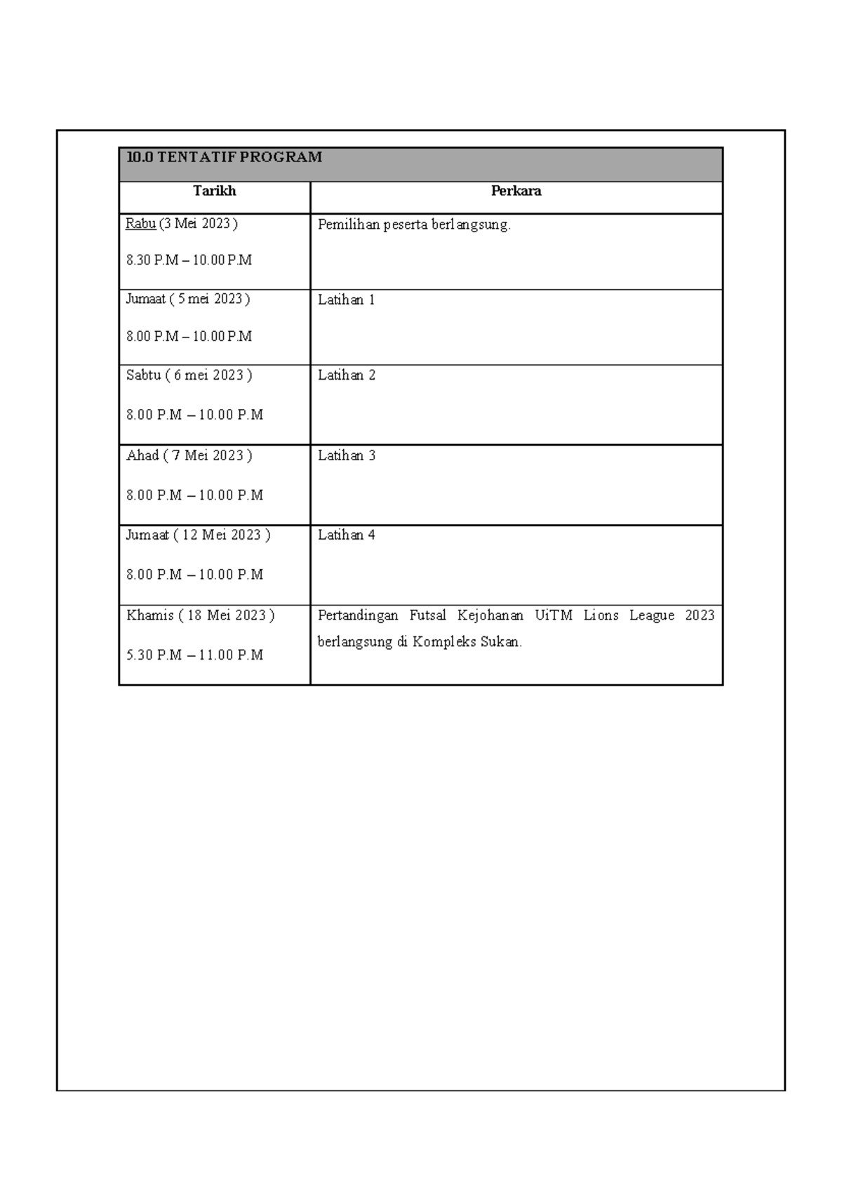 Tentatif Futsal - HJHJBB - jawatankuasa perwakilan non resident - 10 .0 ...