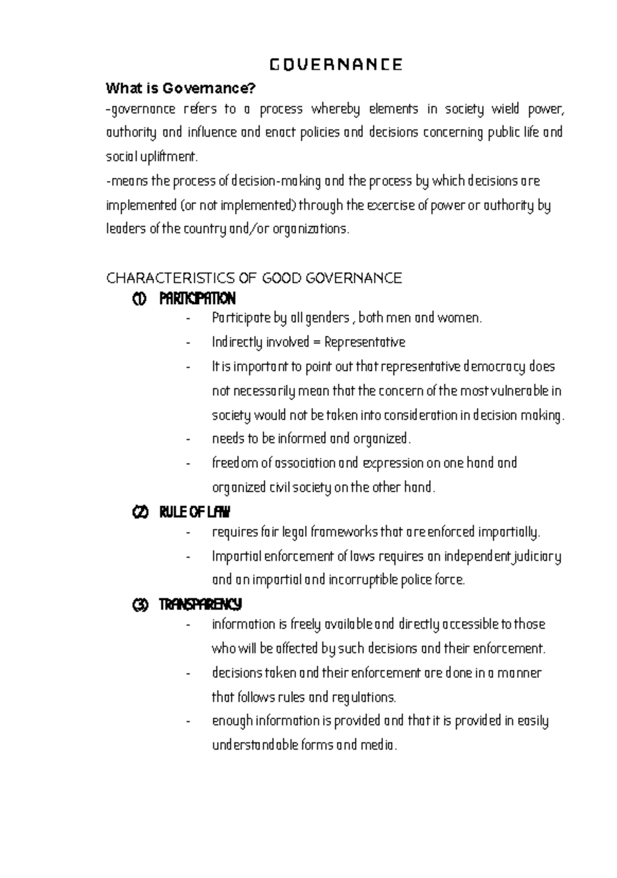 Governance - GOVERNANCE What is Governance? governance refers to a ...