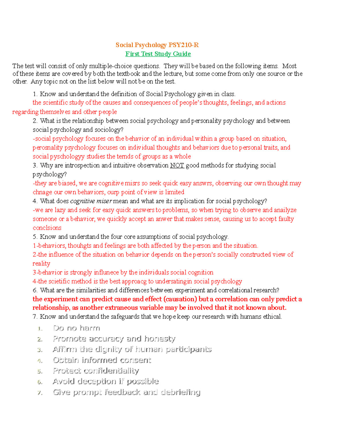 Soc Psych Test 1 - Foote's Test 1 study guide - Social Psychology ...