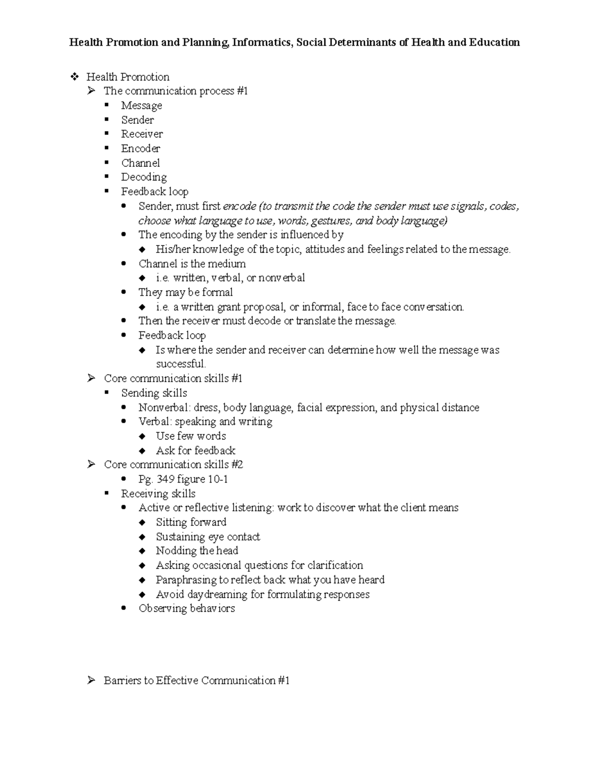 Week 4 - Promoting health and planning - Health Promotion The ...