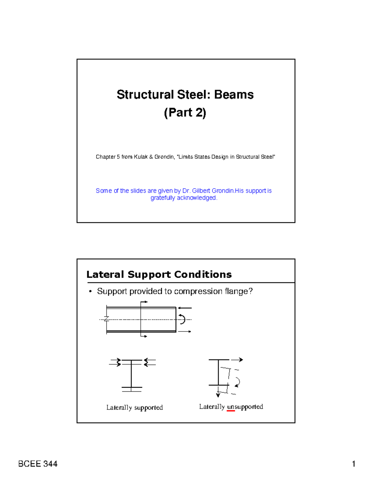 BCEE 344- Laterally Unsupported beam - Structural Steel: Beams (Part 2 ...