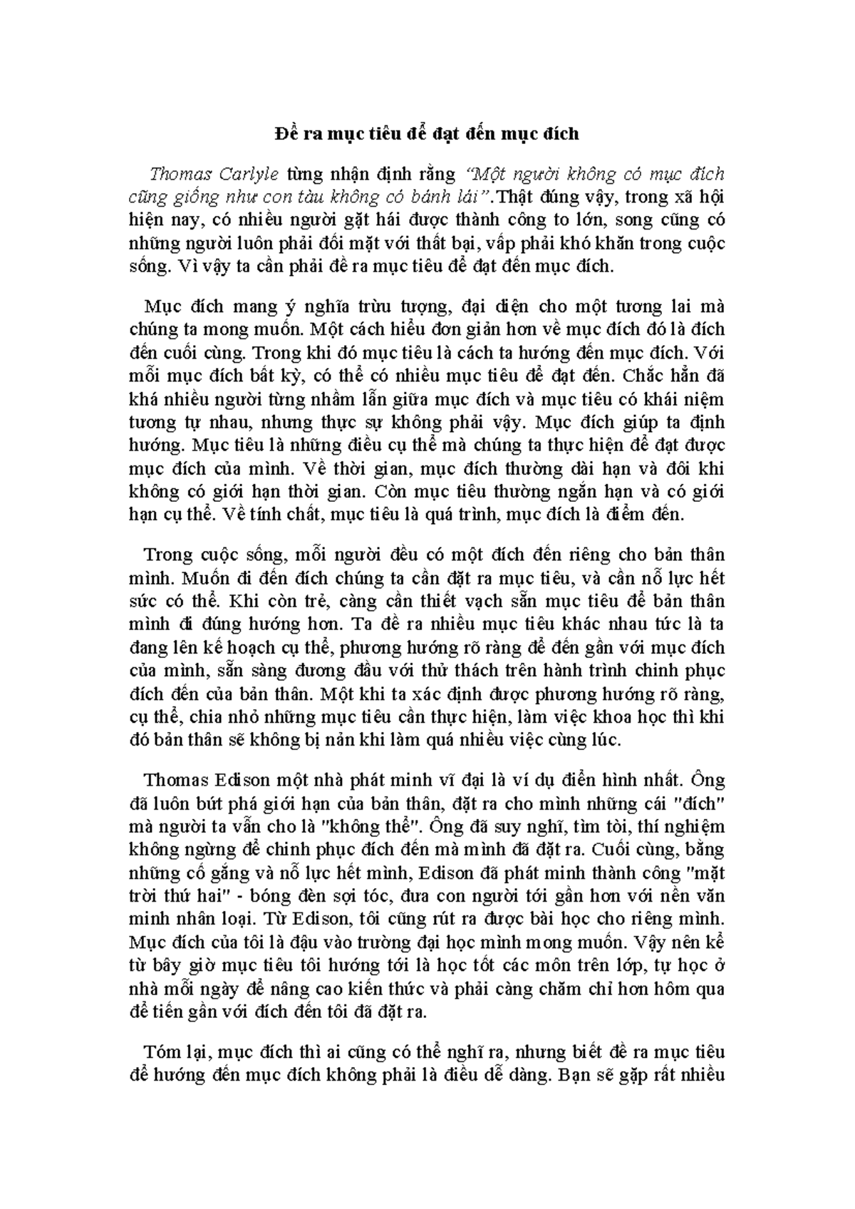 Đề ra mục tiêu để đạt đến mục đích - Đề ra mục tiêu để đạt đến mục đích ...
