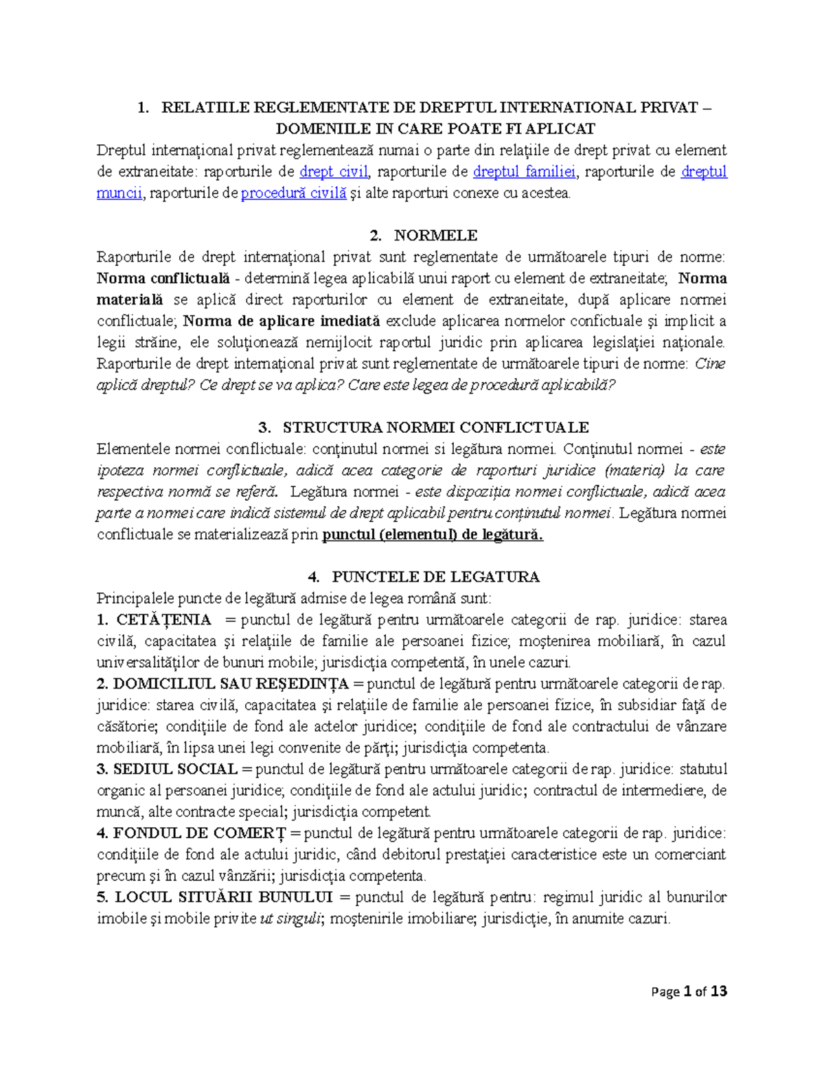 Drept international privat - 1. RELATIILE REGLEMENTATE DE DREPTUL ...