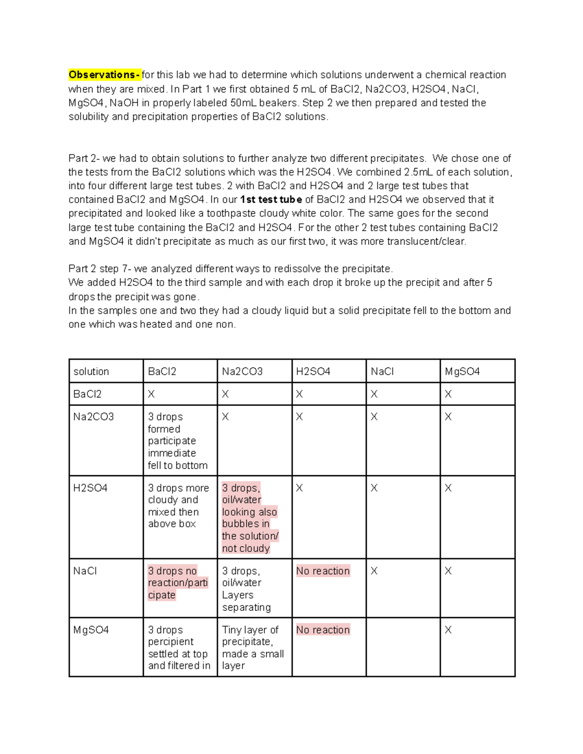 Lab 8 observations - notes - Observations- for this lab we had to ...