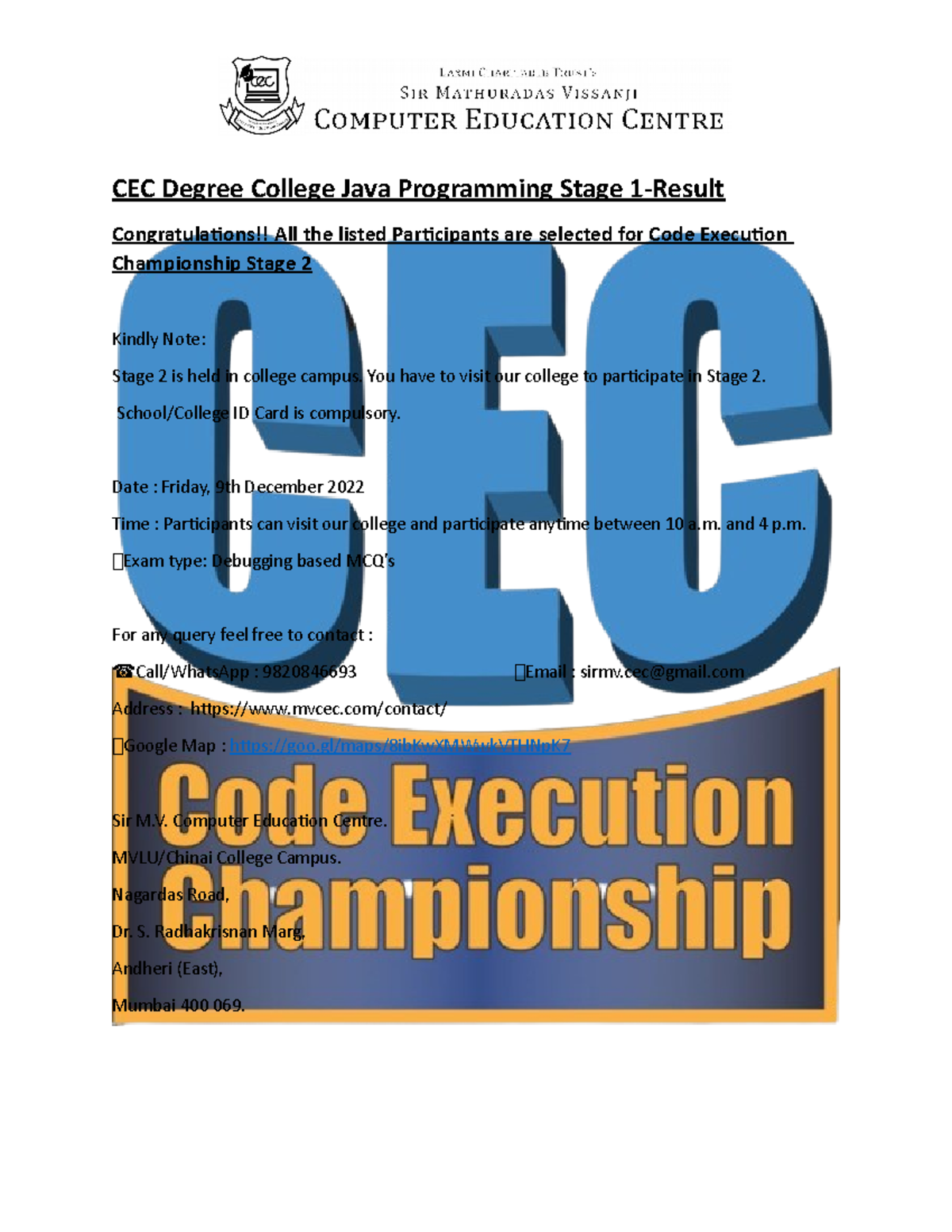 CEC Degree College Java Programming Stage 1 - You have to visit our ...