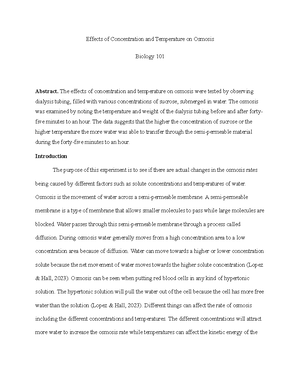 Effects of Temperature and Solution Concentration on Osmosis final ...