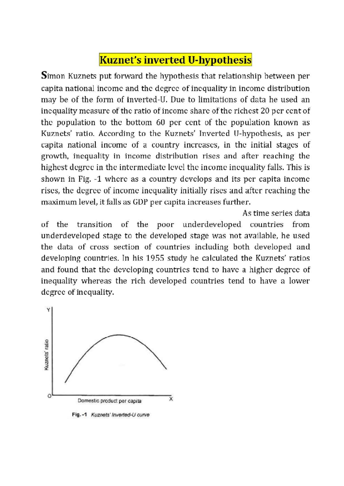 Kuznets inverted U-Shaped Curve - Economics Of Growth And Development ...