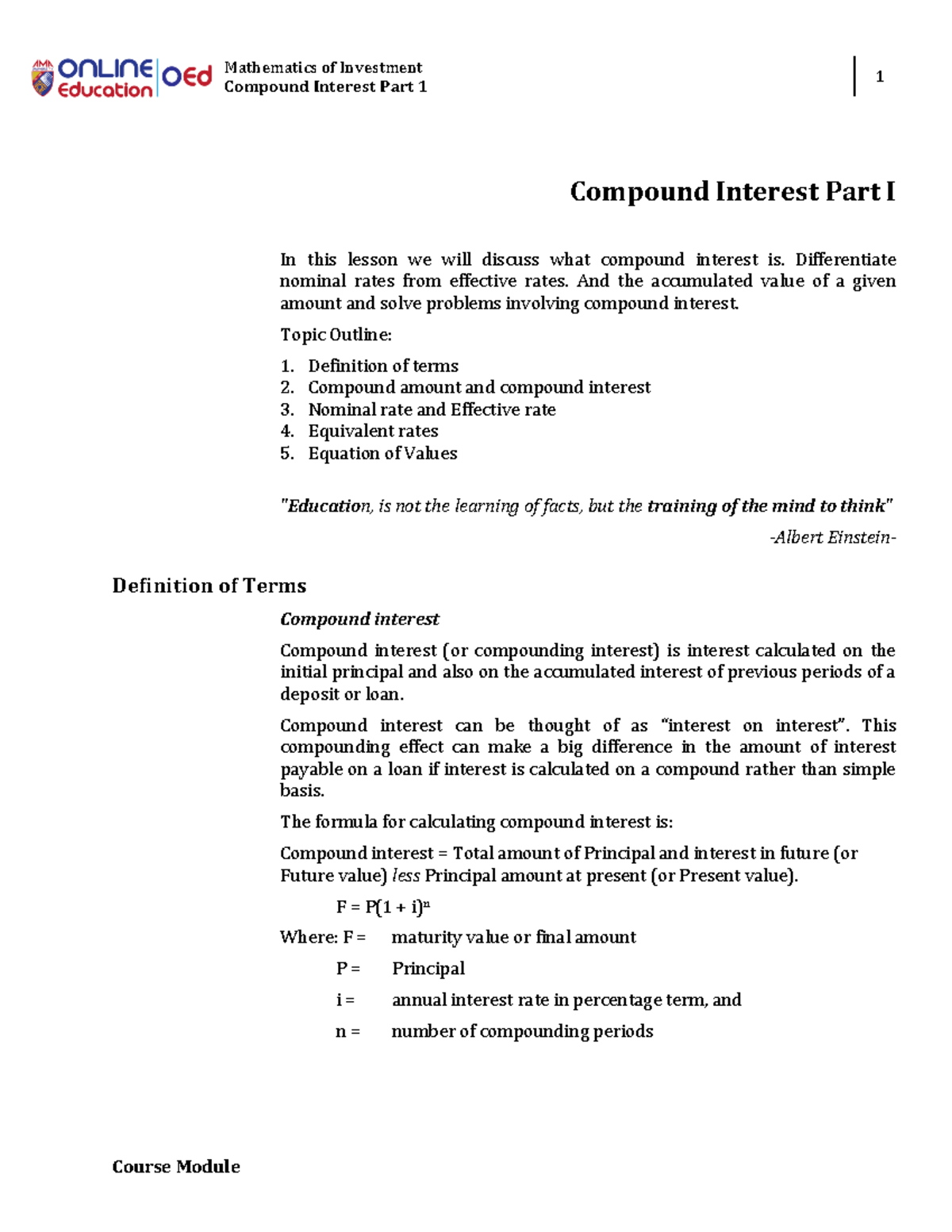 Week002-Course Module-Compound Interest Part 1 - Mathematics of ...