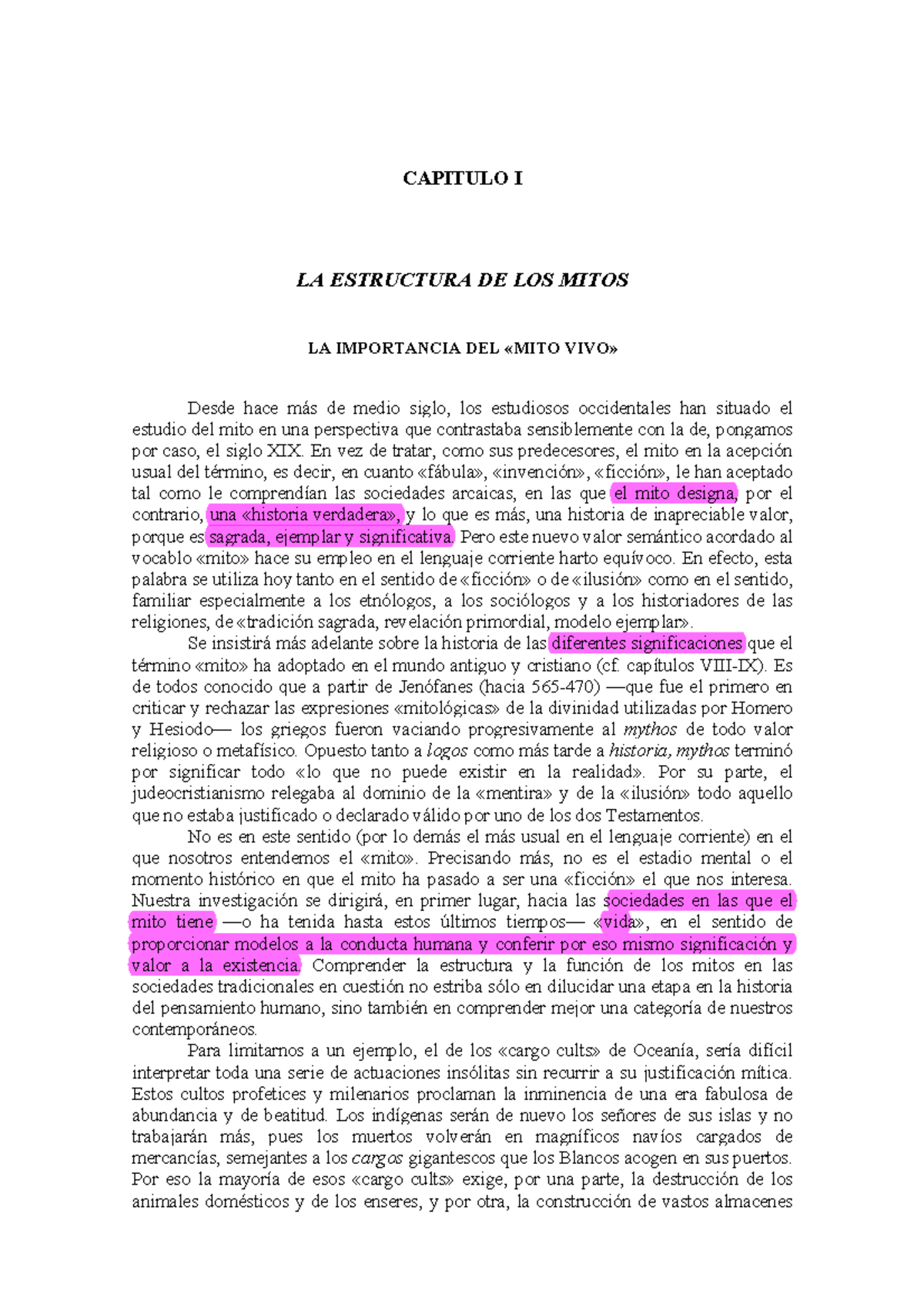 I X Eliade La estructura de los mitos - CAPITULO I LA ESTRUCTURA DE LOS MITOS LA IMPORTANCIA DEL ...
