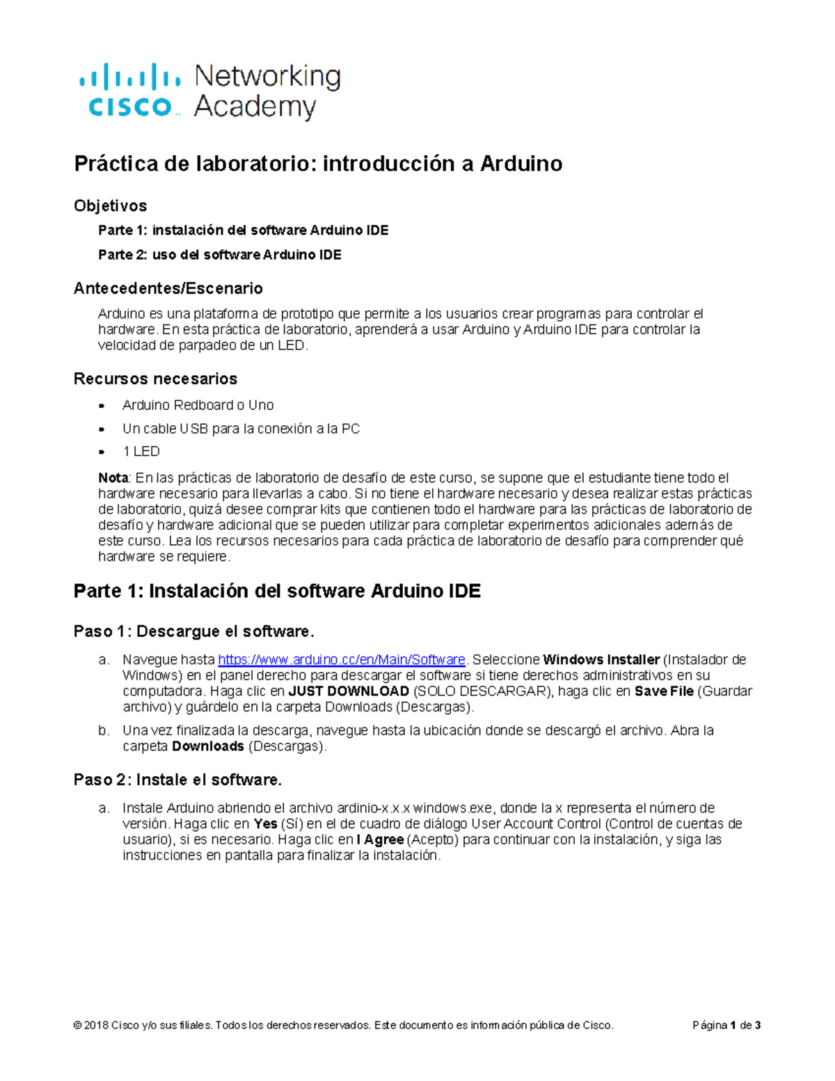 2.2.2.8 Lab - Introduction to Arduino - Práctica de laboratorio ...