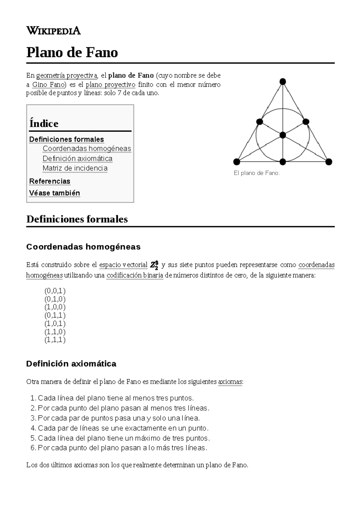 Plano de Fano - qwertyuiop - El plano de Fano. Plano de Fano En ...