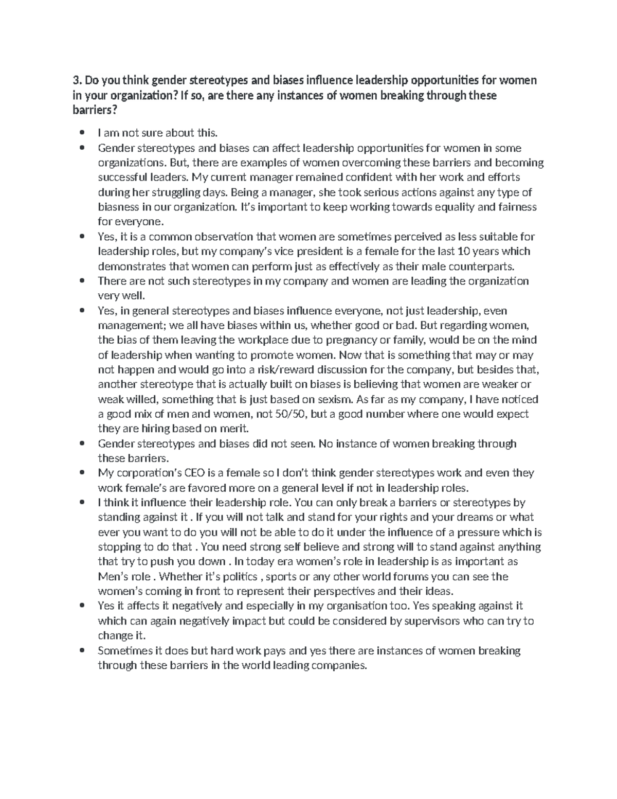 research-Quantitative - Do you think gender stereotypes and biases ...
