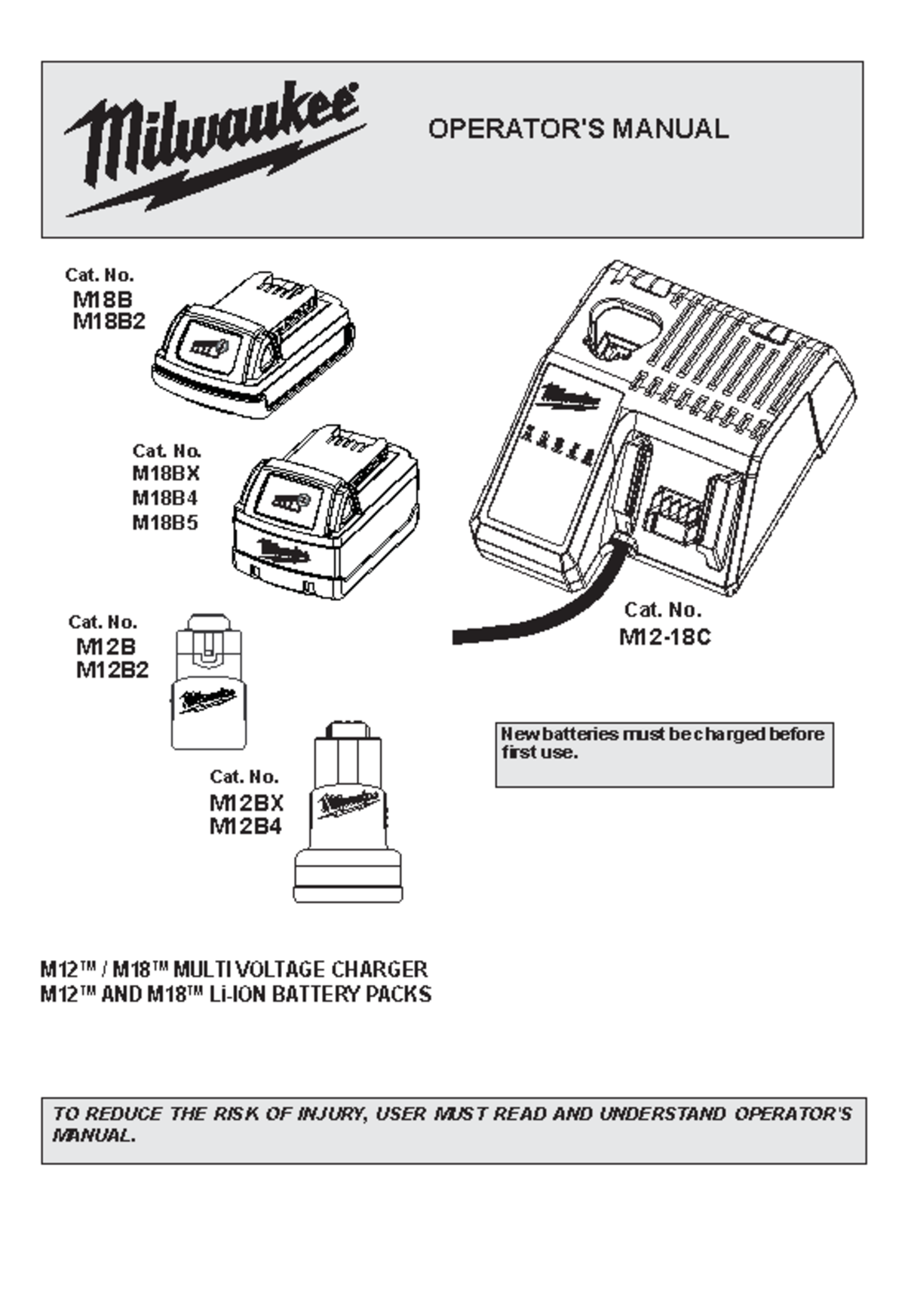 M12-18C Product Manual - OPERATOR'S MANUAL M12™ / M18™ MULTI VOLTAgE ...