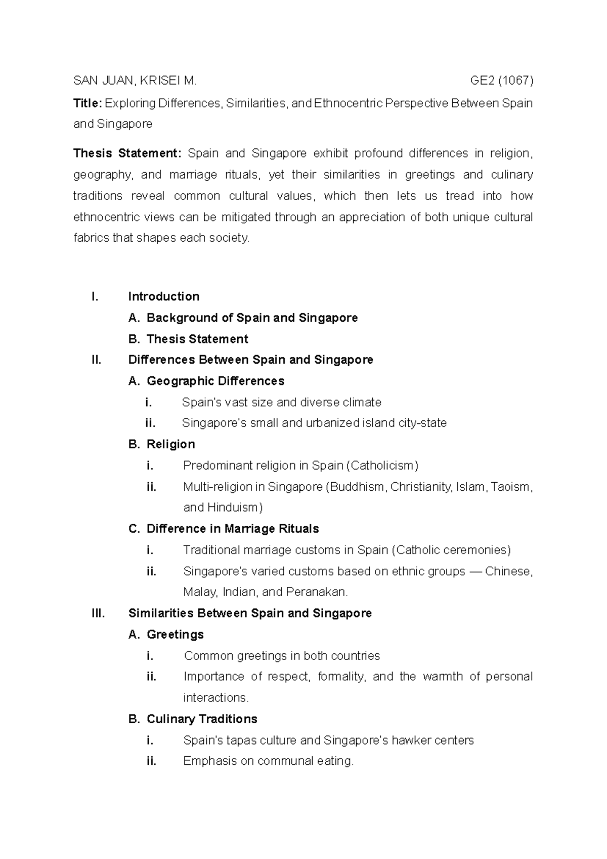 SAN JUAN-Outline - Exploring Differences, Similarities, and ...