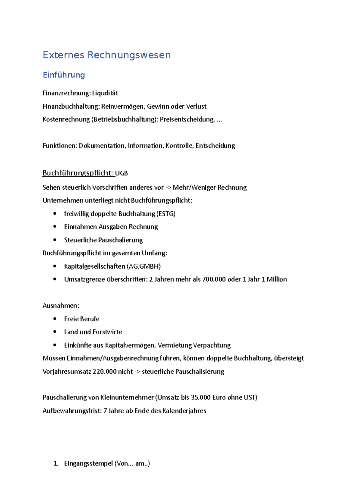 Externes Rechnungswesen - Externes Rechnungswesen Einführung ...