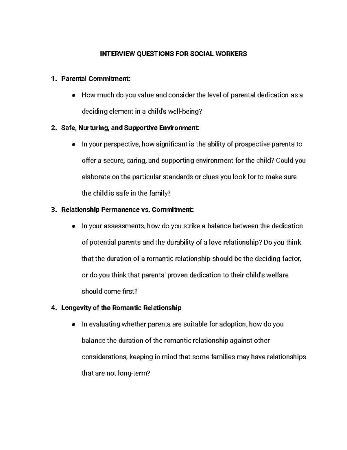 Interview Questions FOR Social Workers - INTERVIEW QUESTIONS FOR SOCIAL ...