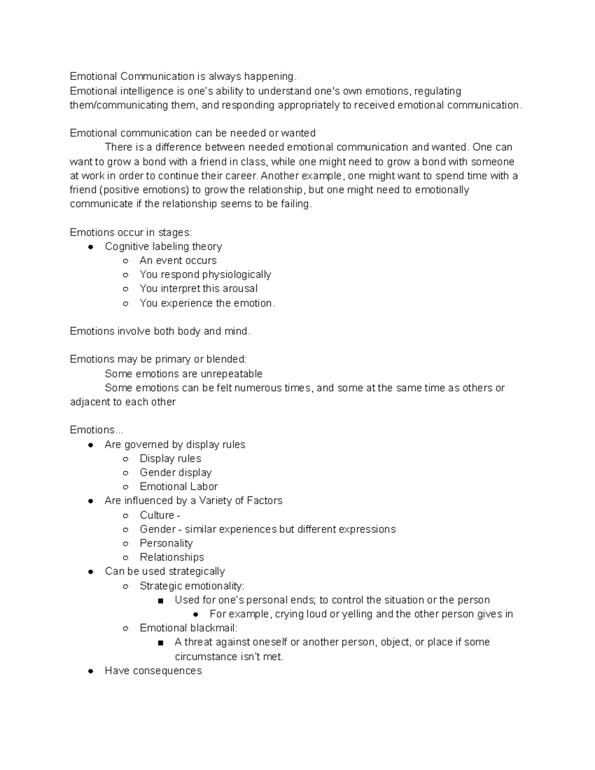 Chapter 7 Interpersonal Communication Emotional Messages - Emotional ...