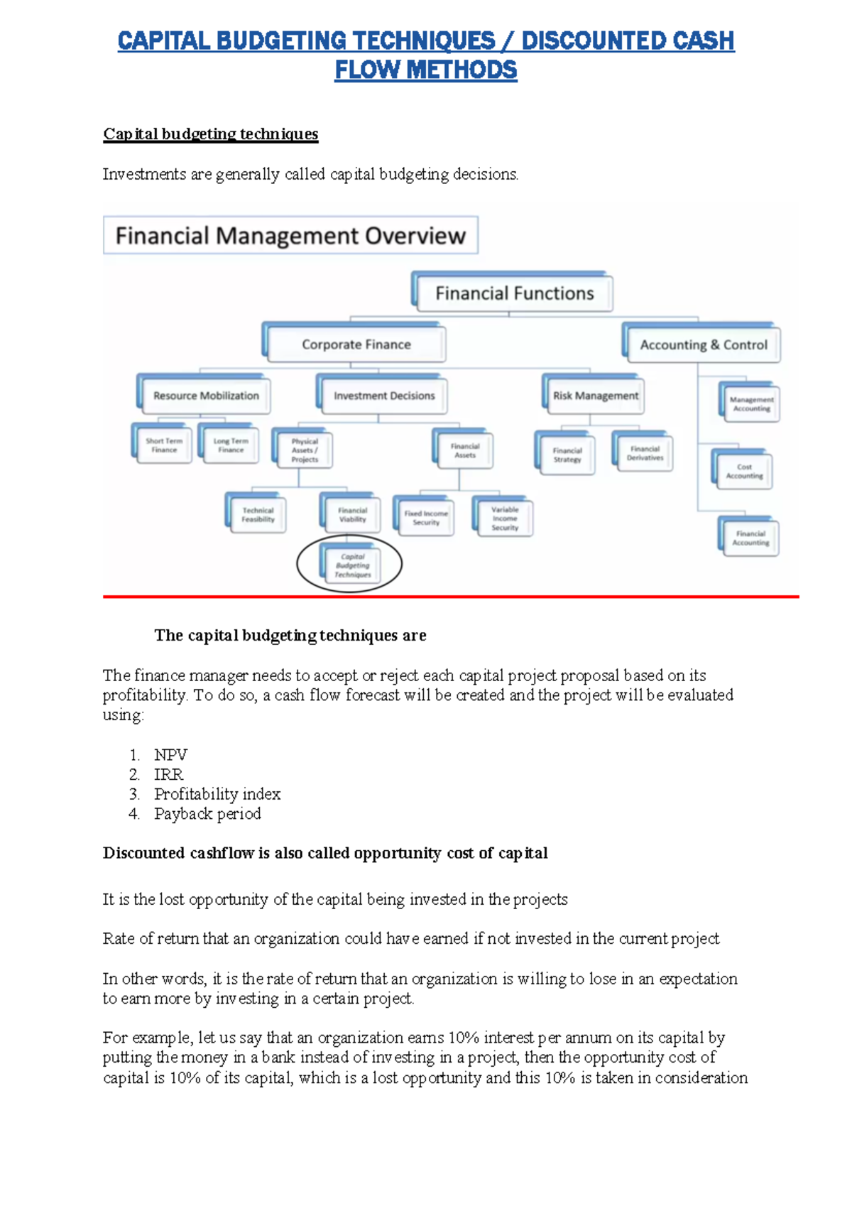 CH 5 Capital Budgeting - CAPITAL BUDGETING TECHNIQUES / DISCOUNTED CASH ...