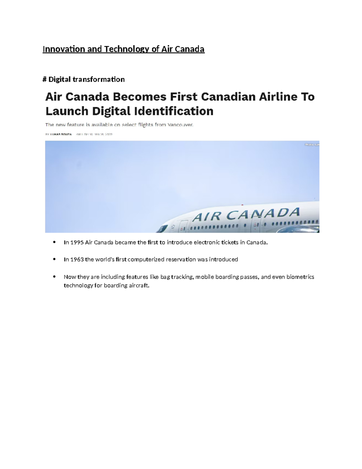 Innovation and Technology of Air Canada - In 1963 the world's first ...