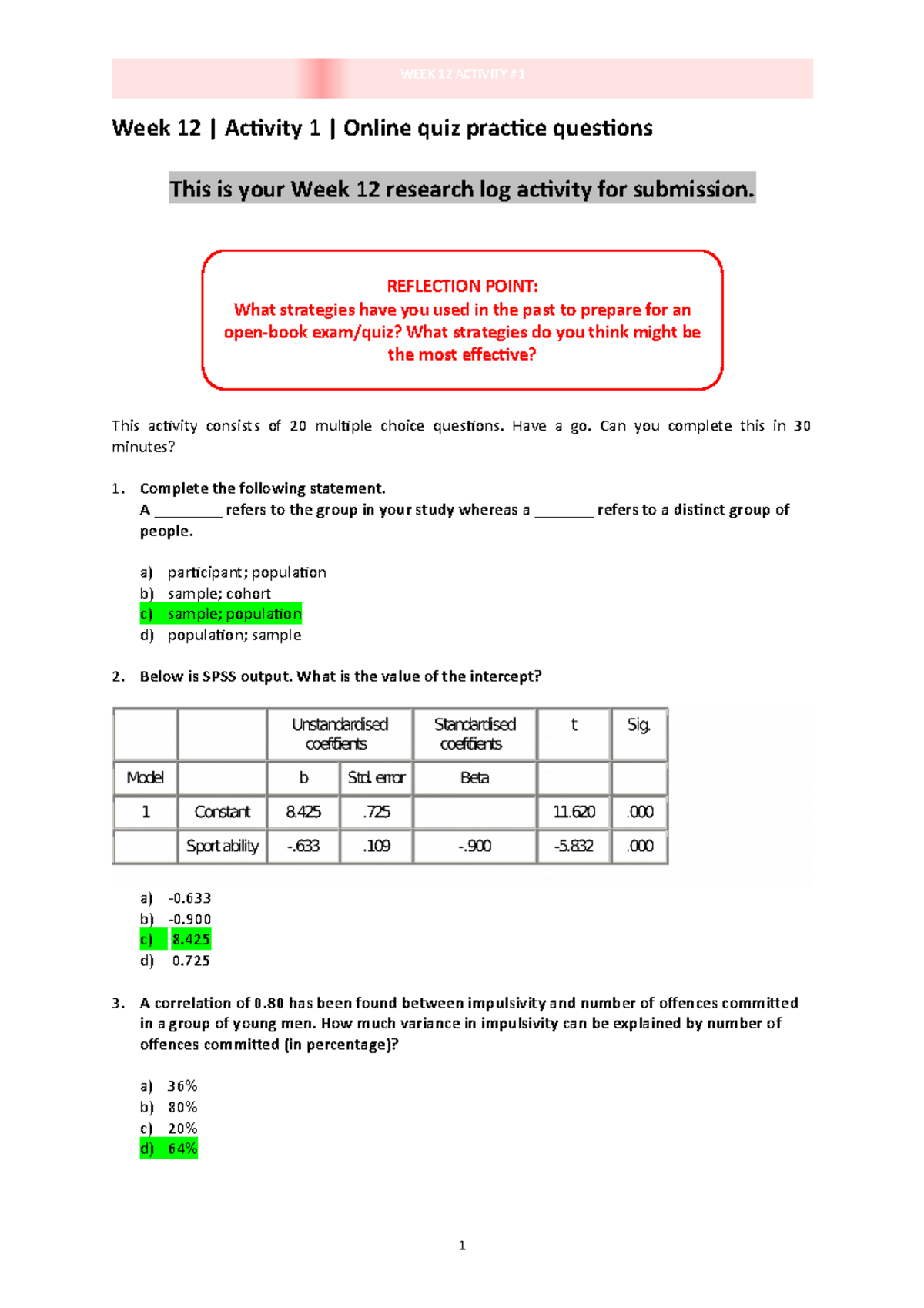 Week 12 Activity 1 exam prep - Week 12 | Activity 1 | Online quiz ...