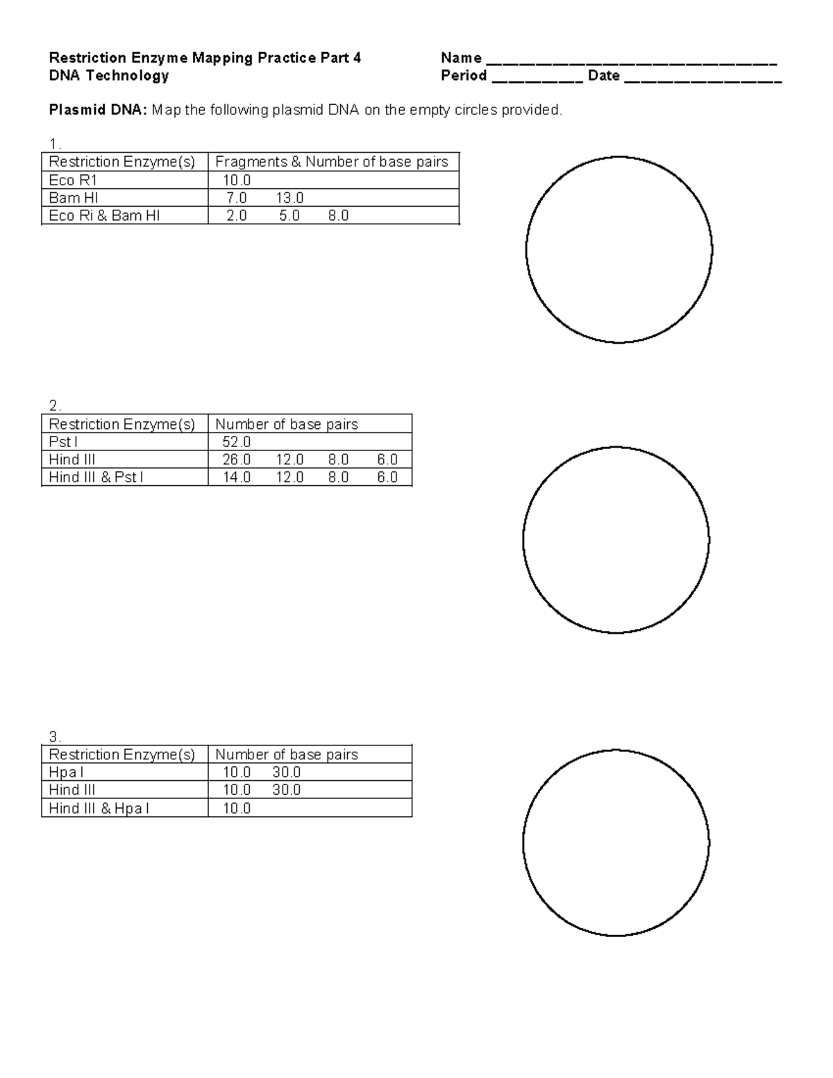 6-Restriction Mapping Practice 4 - Restriction Enzyme Mapping Practice ...