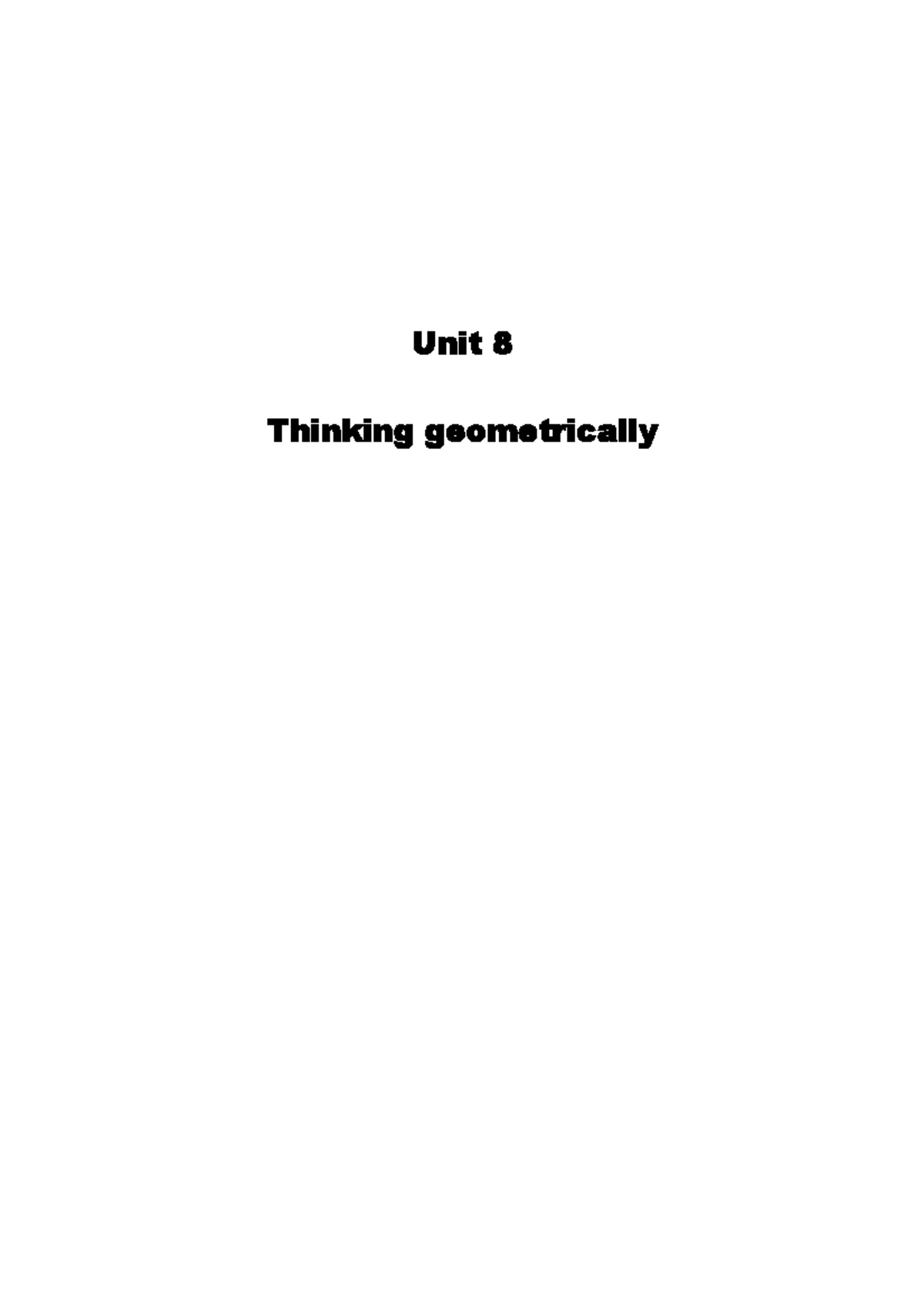 Unit 8 Thinking geometrically - Unit 8 Thinking geometrically ...