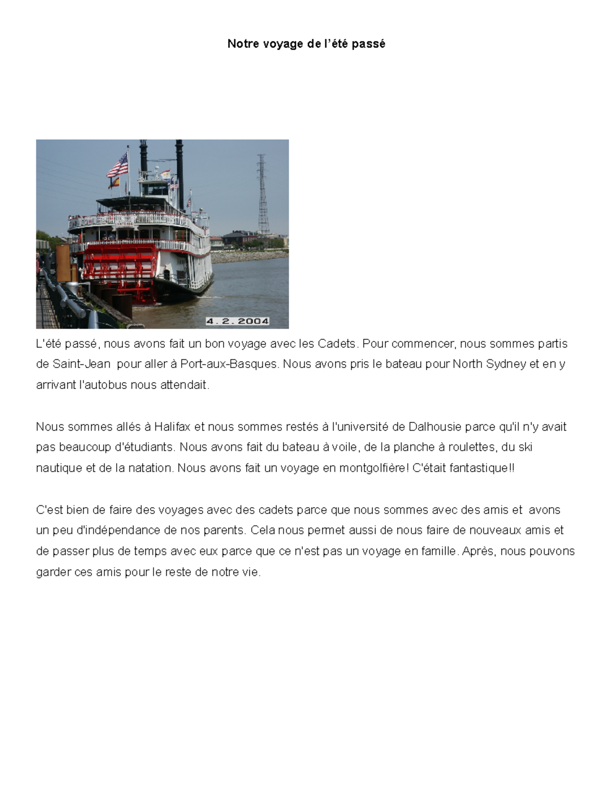 Core French Reading Comprehension Intermediate Level-1 - Notre voyage ...