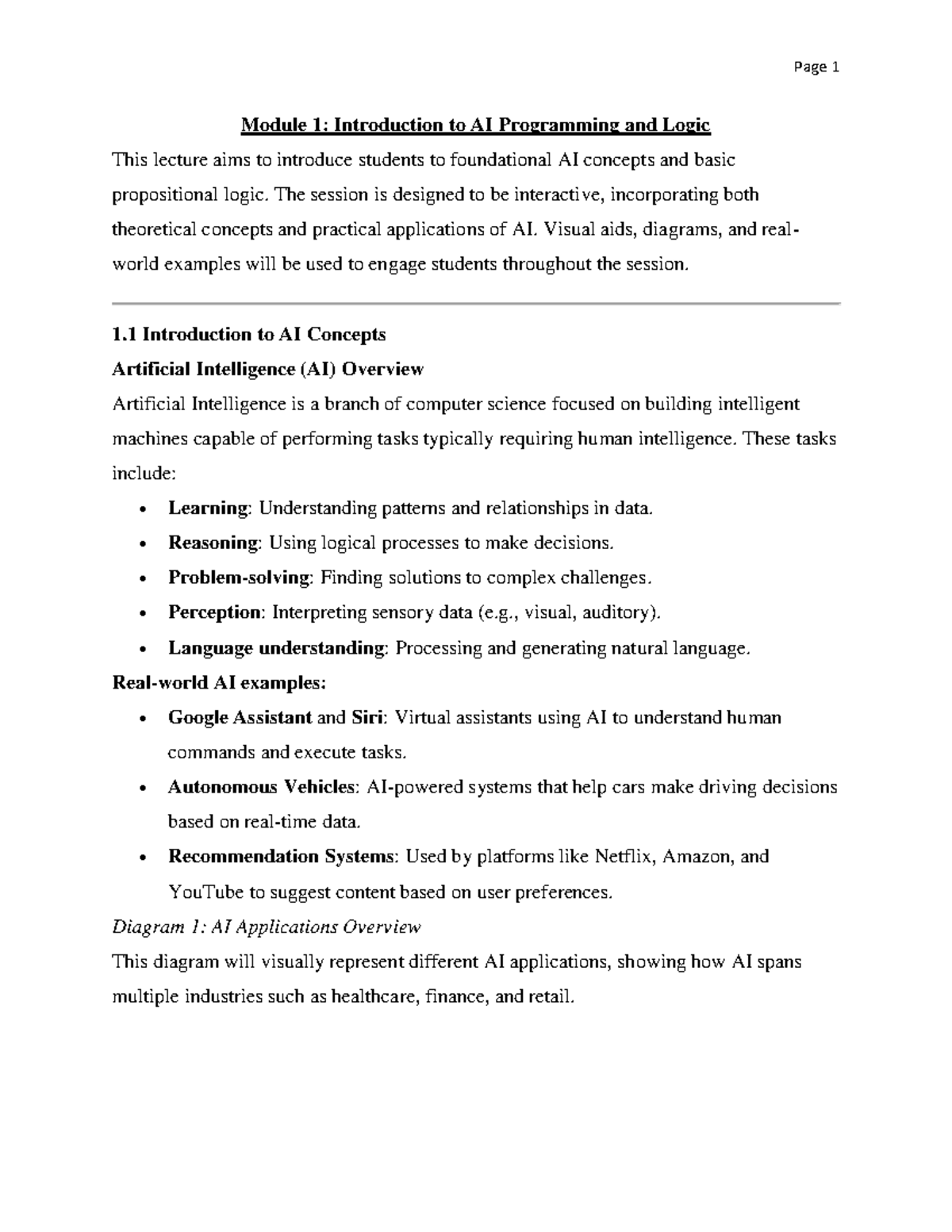 Module 1 Notes - AI PROGRAMMING - Module 1: Introduction to AI ...