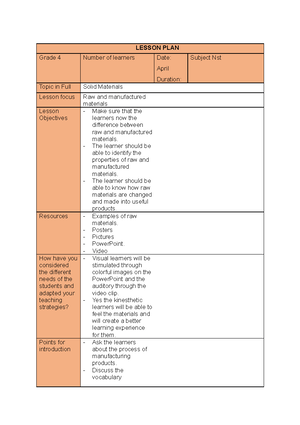 Map skills Symbols and keys 2023 Gr 4 - LESSON PLAN Grade 4 Number of ...