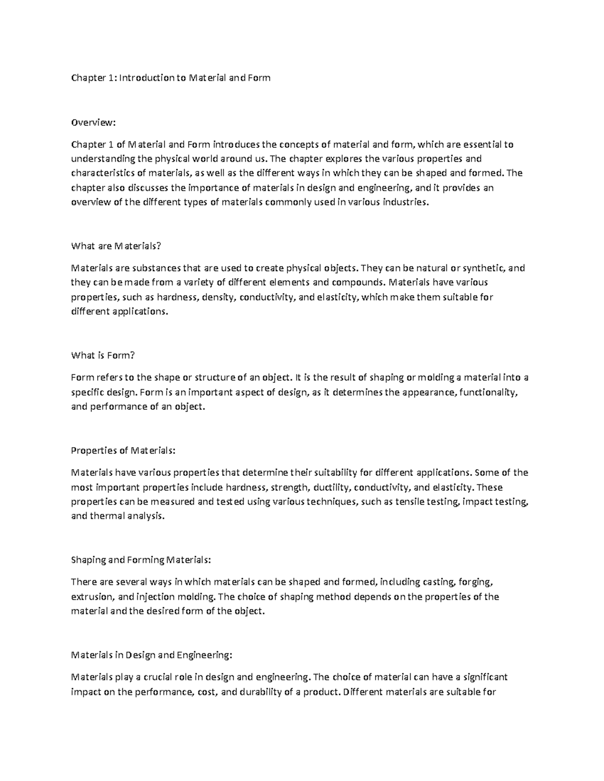 Understanding Materials and Form in Design and Engineering - Chapter 1 ...