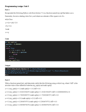 CS1101 Discussion assignment 5 - def any_lowercase1(s): for c in s: if c(): return True else ...