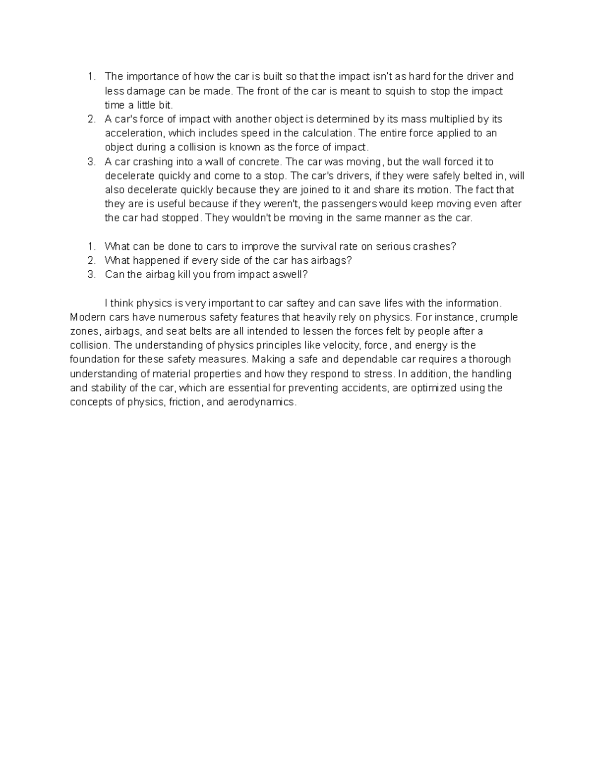 Julia Sales - Application of Momentum Car Crash Physics- Complete this ...