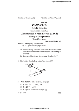Cs 501 dec 2020 - 2020 - previous year question paper - CS-501-CBGS PTO ...