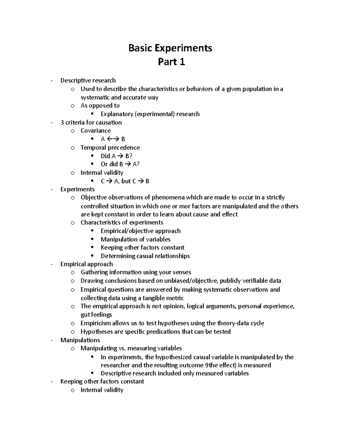 Basic Experiments PART 1 CH10 - Basic Experiments Part 1 Descriptive ...