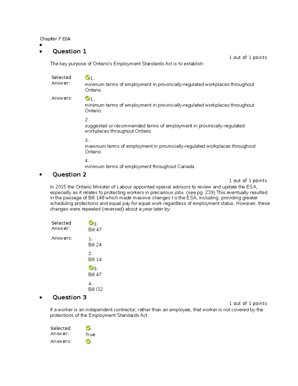 Chapter 7 ESA - answers - Chapter 7 ESA Question 1 1 out of 1 points ...